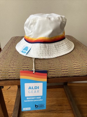 New NWT ALDI Gear White Bucket Hat with Stripes Spring Summer 2024 ...