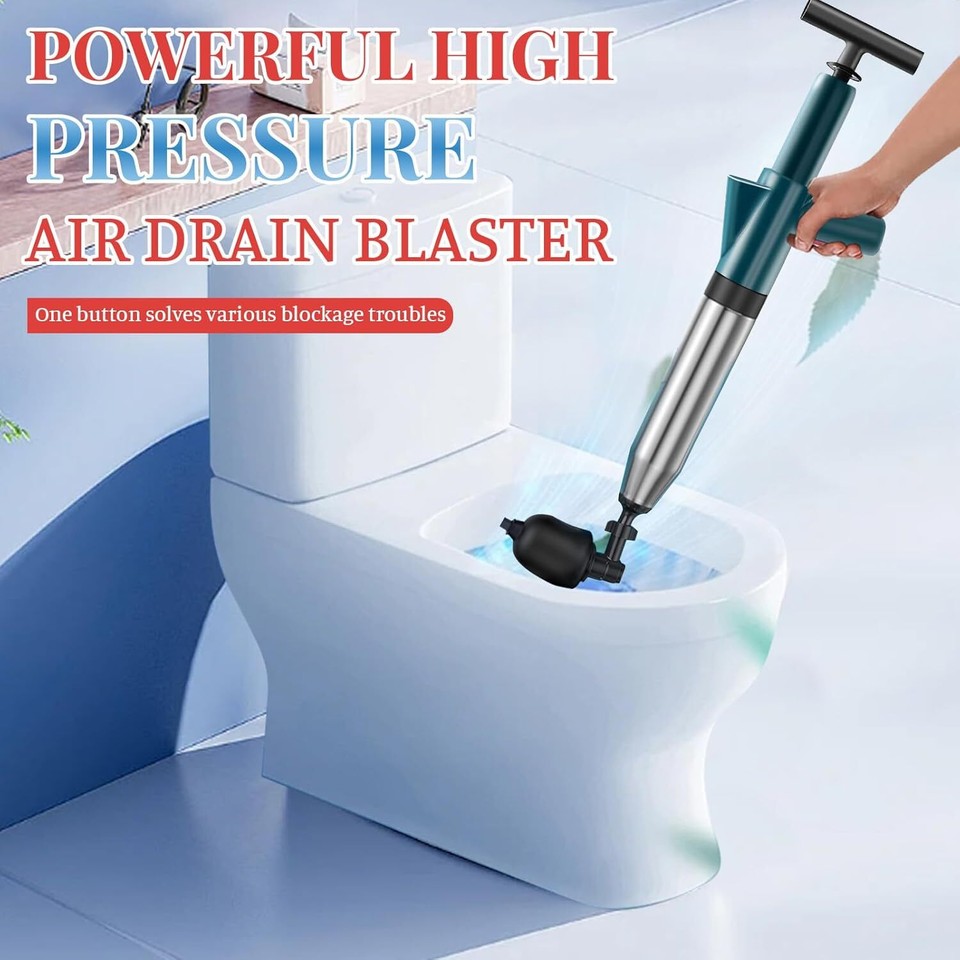 High Pressure Air Drain Blaster Gun Pump Toilet Plunger Sink Pipe Clog ...