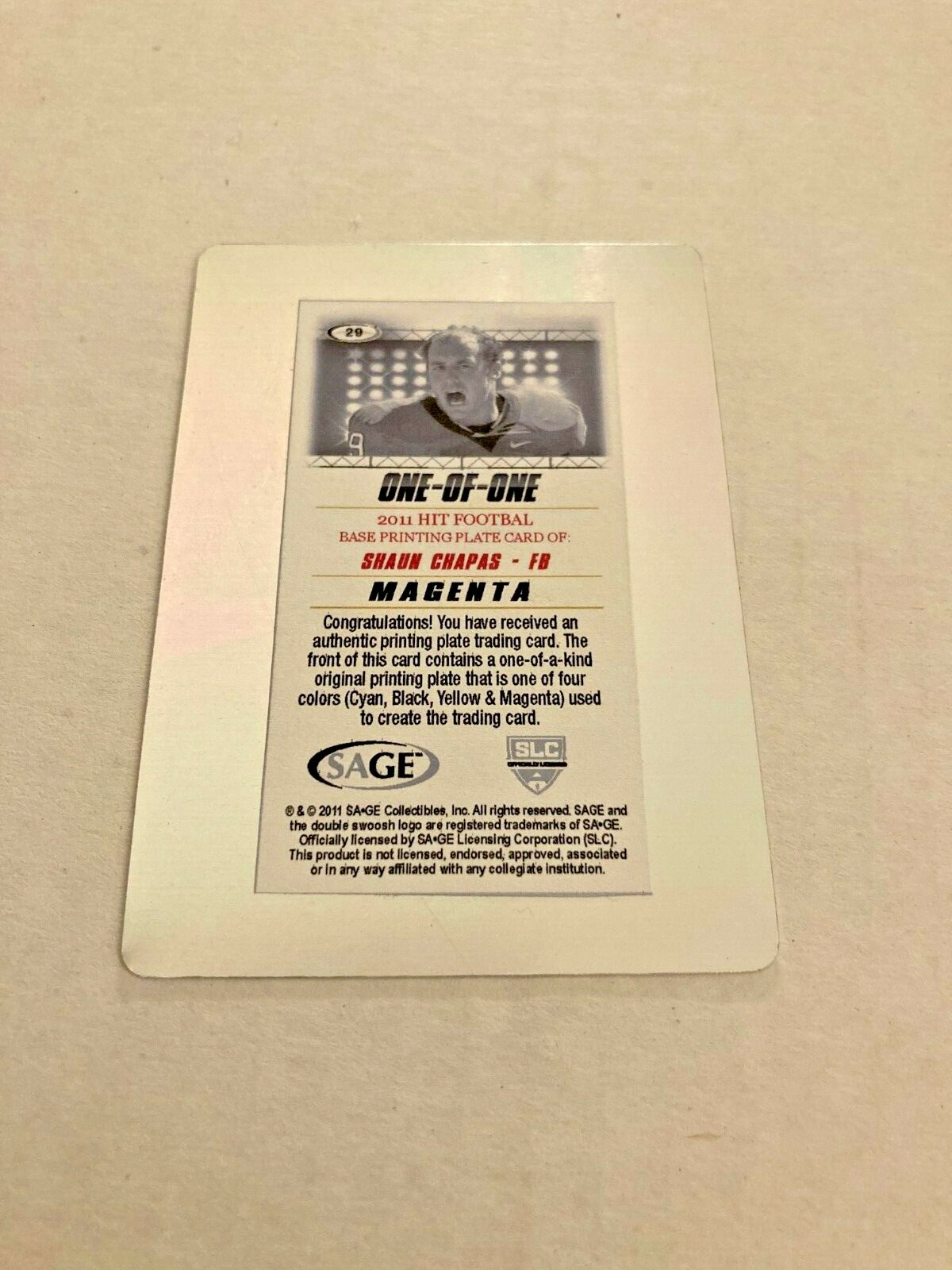 2011 Sage Hit Shaun Chapas Magenta Printing Plate 1/1 Real 1 Of 1 Rare ...