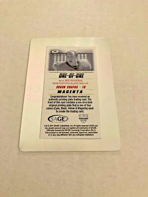 2011 Sage Hit Shaun Chapas Magenta Printing Plate 1/1 Real 1 Of 1 Rare ...