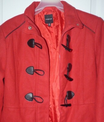 Rampage Women's Steampunk Gothic Red Peacoat Toggle Jacket Coat Size M ...