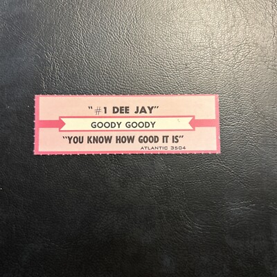 1 JUKEBOX TITLE STRIP Number One #1 Dj Goody Goody Atlantic 45 You Know ...