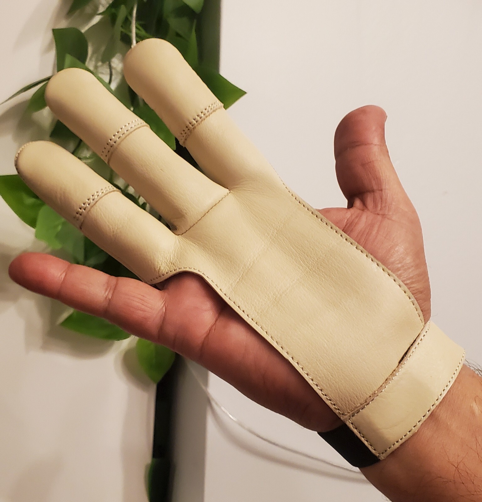 Archery Shooting 3 fingers gloves Beige Color No F5F5DC 100% Genuine ...