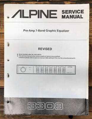 Alpine Model 3308 Equalizer Revised Service Manual *Original* | eBay
