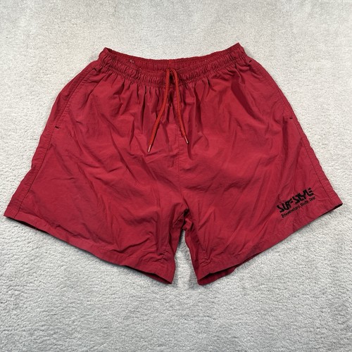 Vintage 90s Surf Style Men's Nylon Swim Trunks Bottoms Small Red Mesh ...