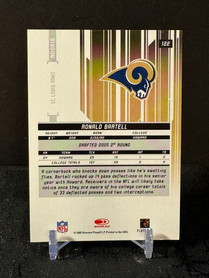 2005 Rookies & Stars Ronald Bartell Longevity Foil Rookie RC Card 122 ...