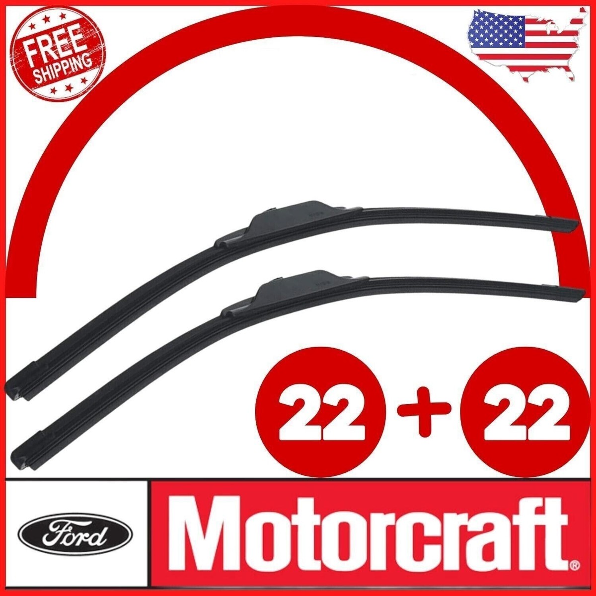 Quiet Streak-free Wiper Replacement 2 Wipers 22" 22" Front Wipers ...