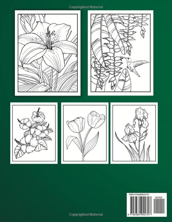 Relaxing Flowers Coloring Book for Adults A Simple Easy Large Print ...