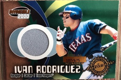 2000 Pacific Invincible Ivan Rodriguez Game Used Jersey # 107/675 SP ...