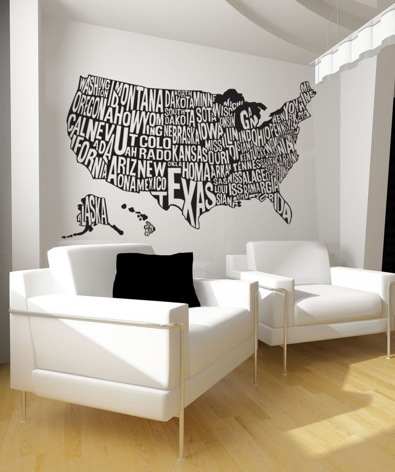 USA Map. United States of America Map wall decal. Office Wall Decor ...