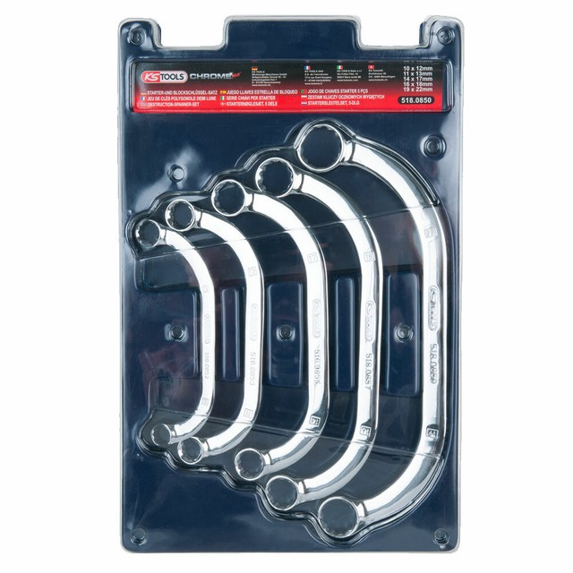 KS Tools 518.0850 CHROMEplus Starter and Block Spanner Set 5 Pcs for ...