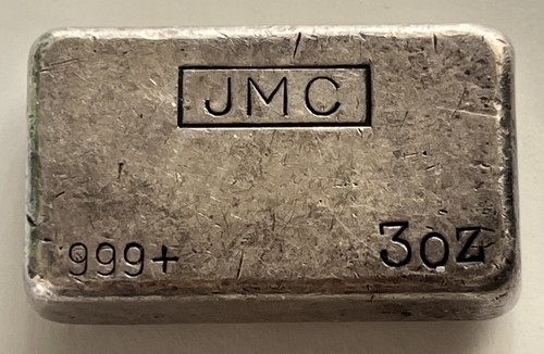 Vintage JMC Johnson Matthey Old Pour 3 T-Oz .999 Silver Bar | eBay