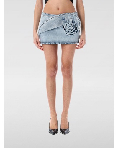 Magda Butrym Denim Mini Skirt with Rose Detail Women Blue | eBay
