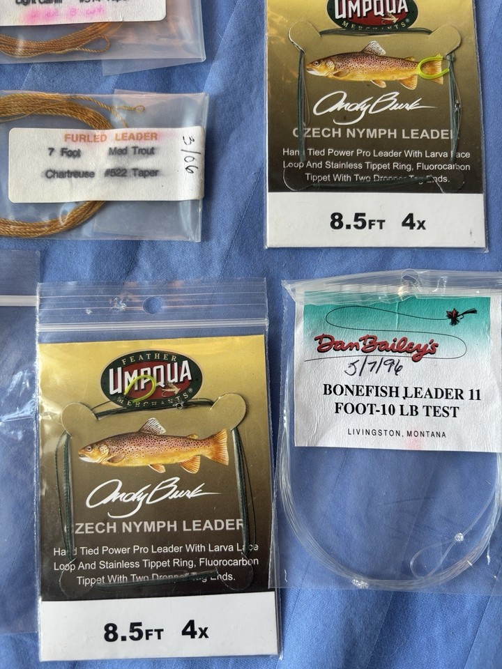 Fly Fishing Leader Lot – Orvis Umpqua Airflo Cabela’s + L.L.Bean Wallet ...