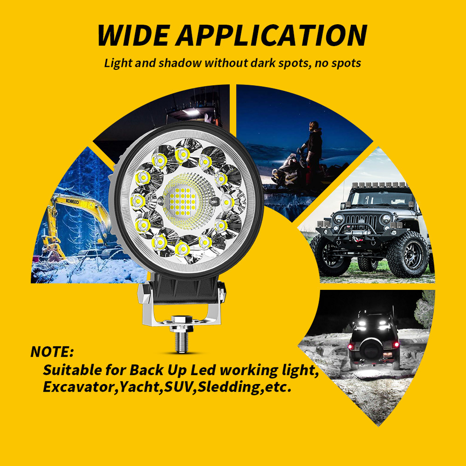 Pair 4‘’ round Snow plow boost lights LED lamp truck tractor headlight ...