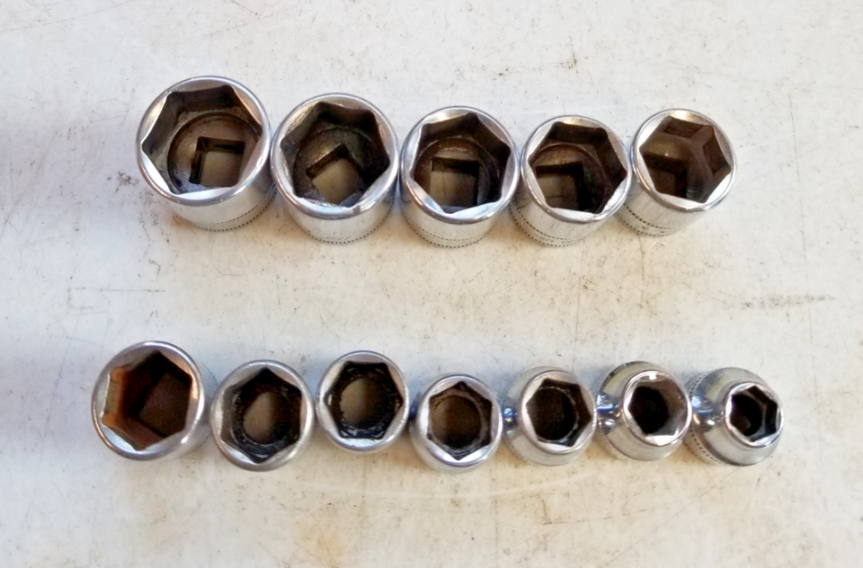 12 Piece SNAP-ON 3/8" Drive 6 Point Shallow Chrome Metric Socket Set 8 ...