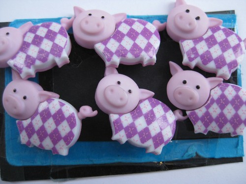 19mm Sweet Farm Animals Pig Checkerboard Pink Kids Craft Sewing Buttons ...
