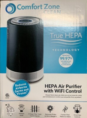 Comfort Zone® Clean HEPA Air Purifier with WiFi App Control CZAP101SBK ...