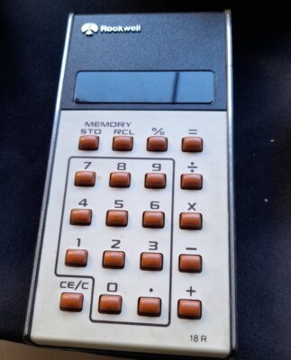 70’s RETRO Vintage Rockwell 18R 8 Digit RED LED Calculator + Original ...