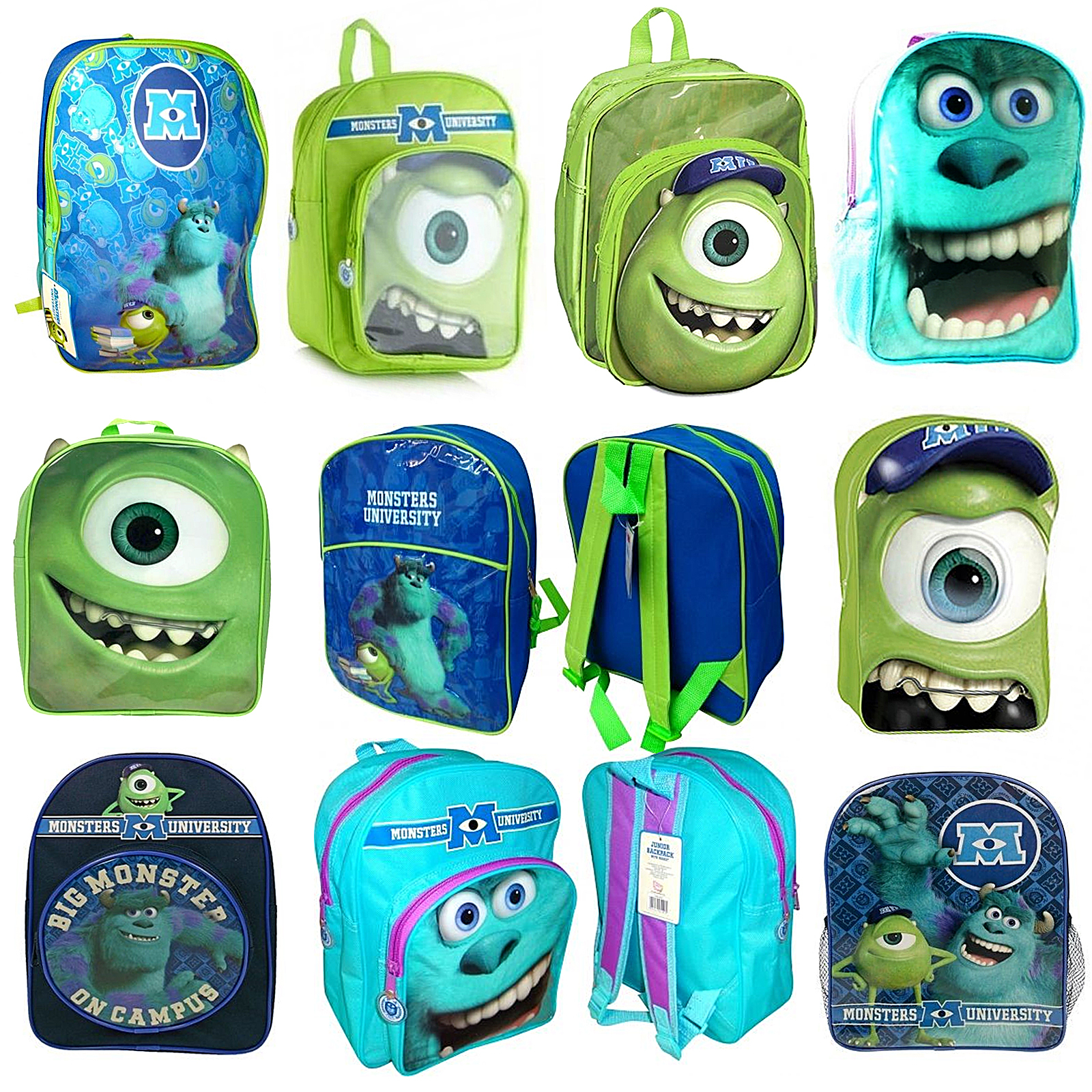Official Disney Monster University Inc Mike Sulley Rucksack Backpack ...