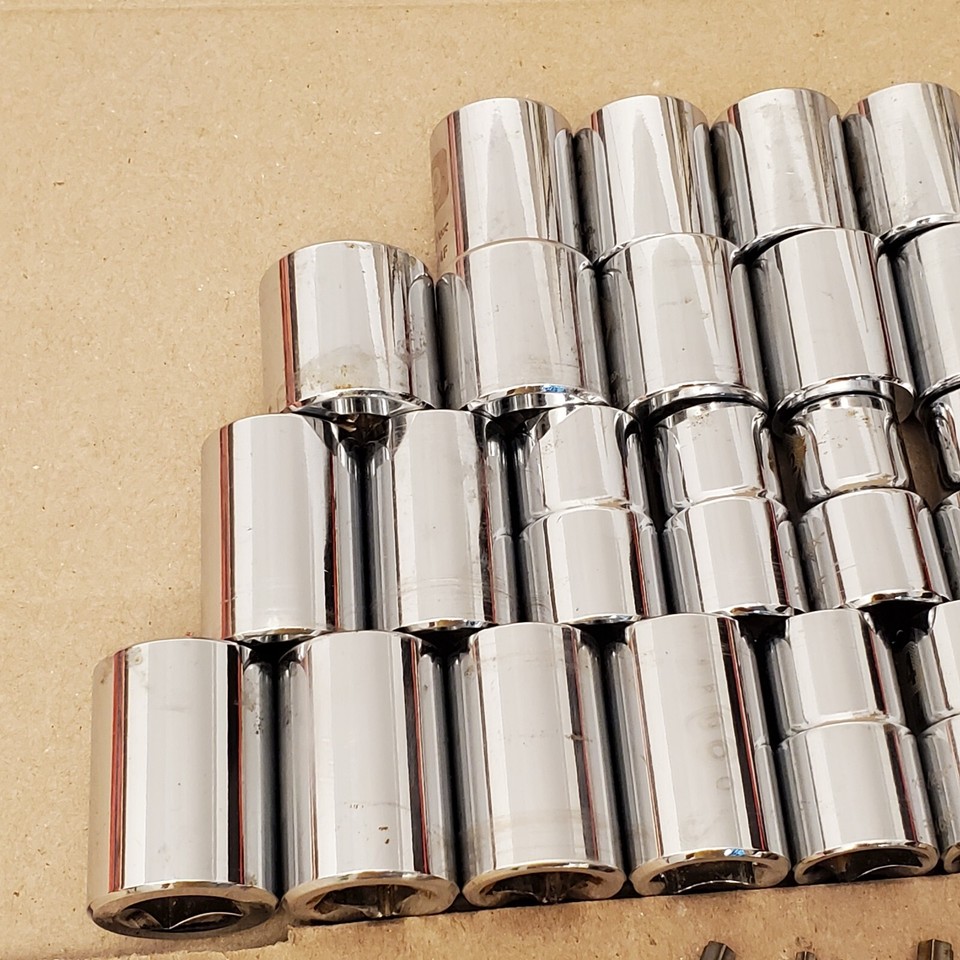 Stanley 39 Pc 3/8" & 1/2" Drive Sockets 6 & 12 Pt Metric & SAE Mixed ...
