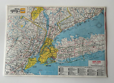 Vintage 1975 Hertz Car Rental New York City Area Map 16 Sheets Total In ...