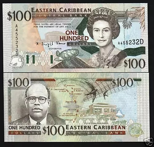 East Caribbean States 100 DOLLARS Dominica P-35D 1994 Queen ♛ UNC Rare ...