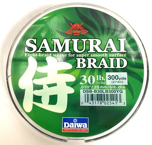 Daiwa Samurai Braid Fishing Line Lo-Vis Green 30 lb. 300 yds Fresh or ...