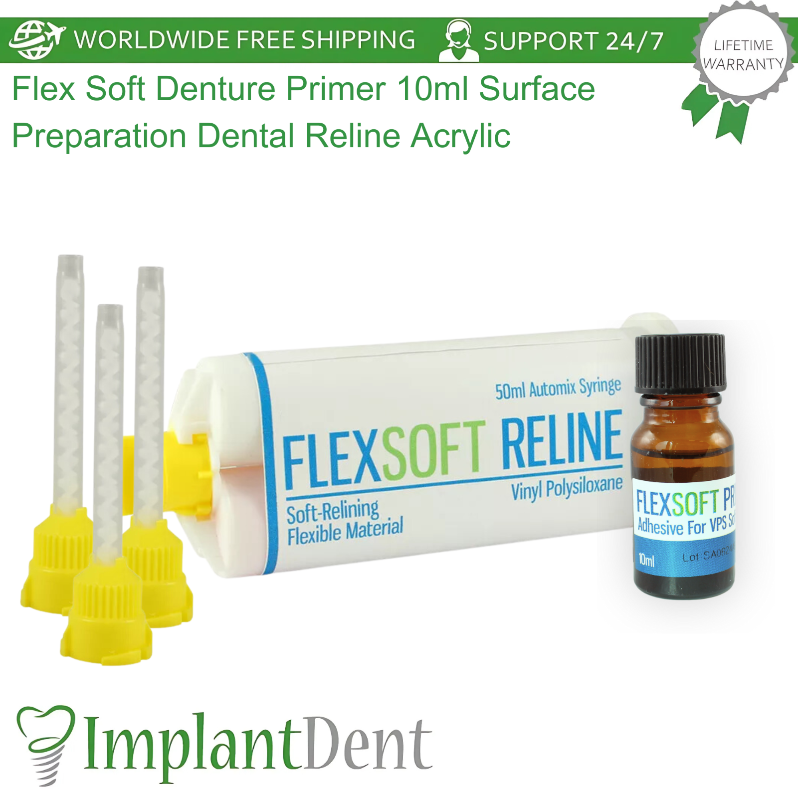 Flex Soft Reline Denture With Primer Set Silicone Based Relining ...