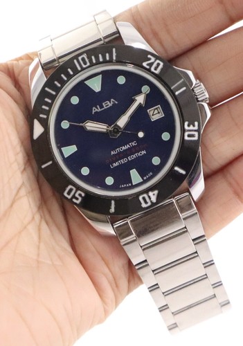 ALBA Diver Automatic Men Rotating Bezel Blue Dial Steel Band Working ...