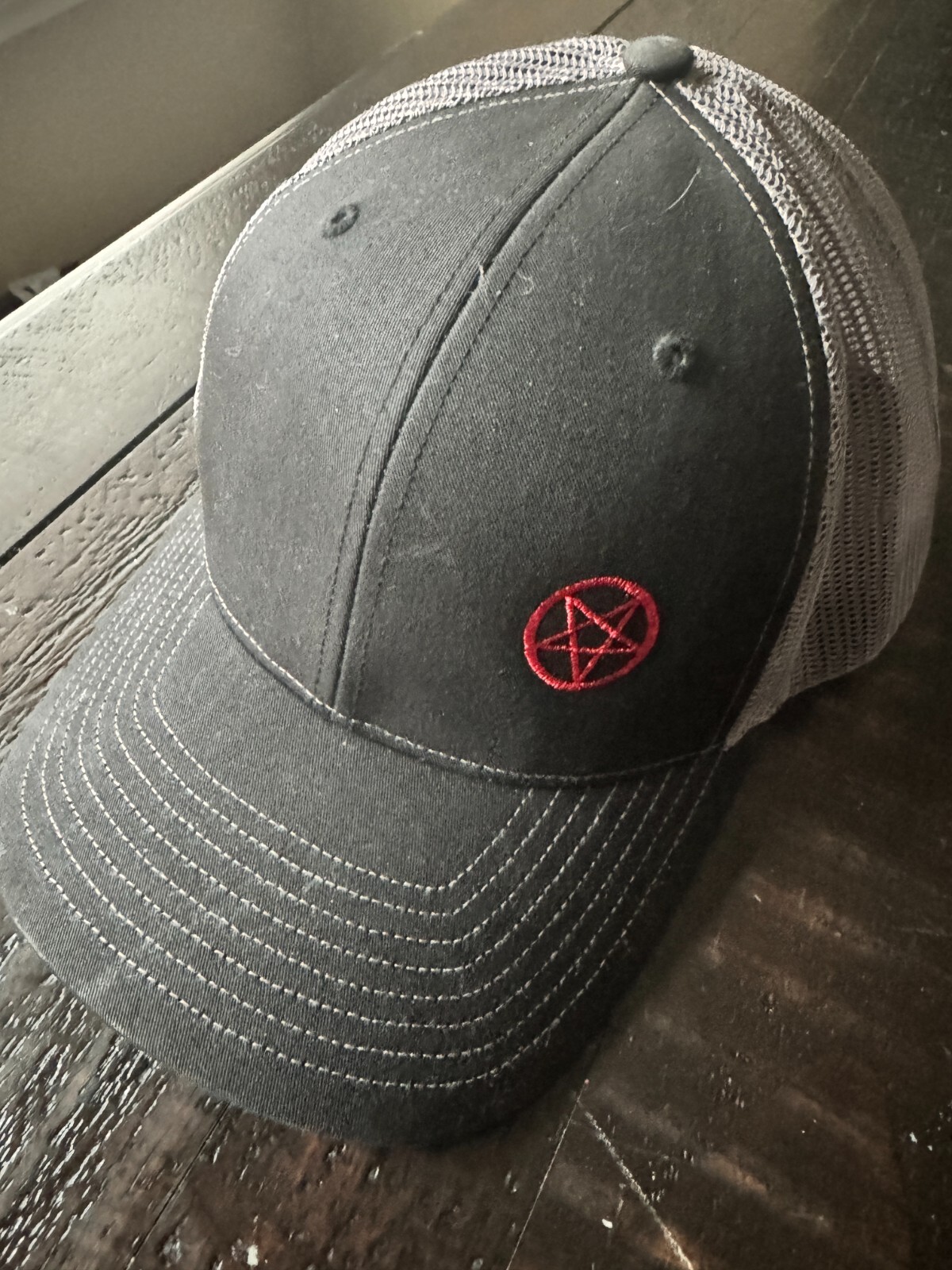 Inverted Pentagram Occult Symbol Embroidered Baseball… - Gem