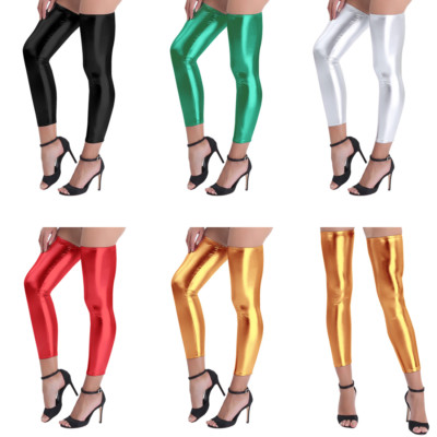 Women Sexy Patent Leather Wet Look Footless Pantyhose Tights Stockings ...