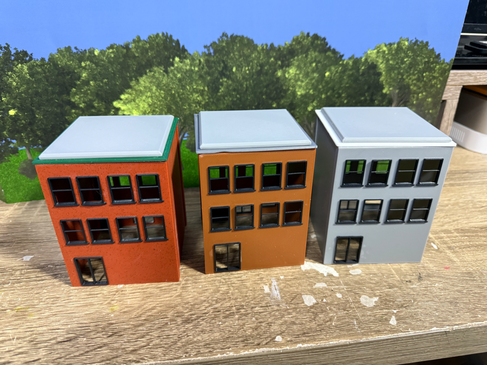 HO Scale Storefront Buildings - Built Up -Full color -Set of 3 Complete ...