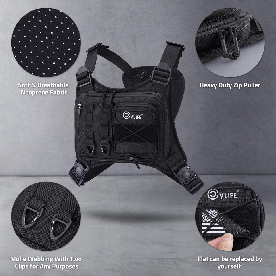 Outdoor Vest EDC Chest Rig Bag for Men Tactical Chest Pack with Pistol ...