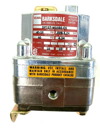 DPD2T-M18SS Barksdale Control Mechanical Pressure Switch New Open Box ...