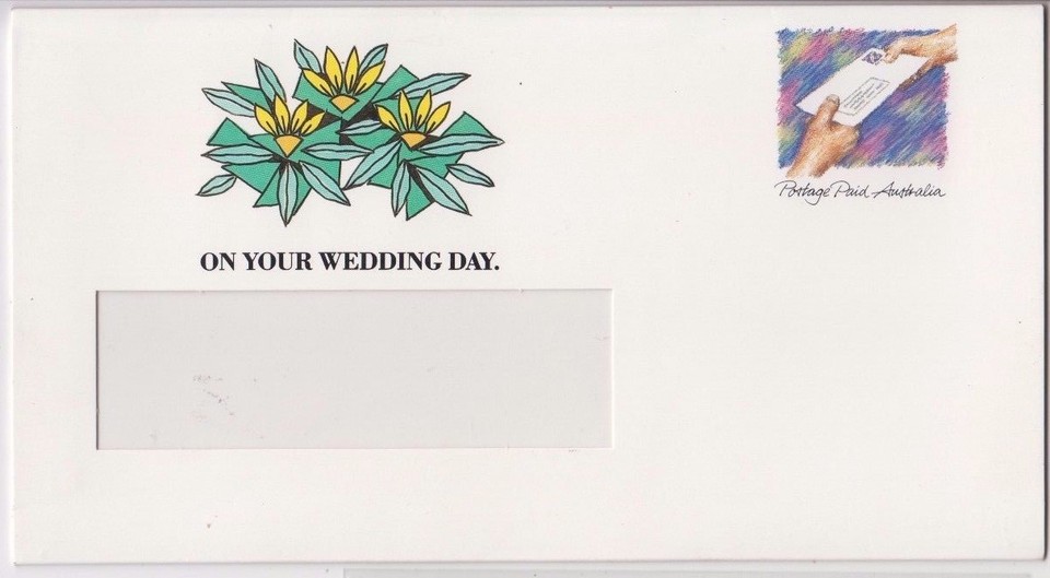 Stamp postage paid Australia greetings ON YOUR WEDDING DAY pre-printed ...