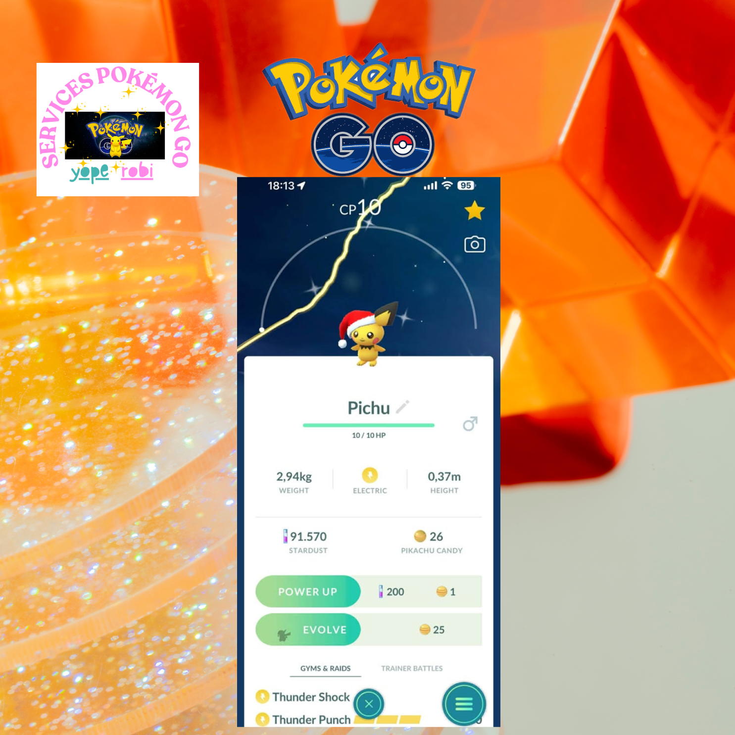 Pokémon go COMBO 2 Shiny pichu with santa hat LEVEL 1 - BOTH GENDER PTC ...