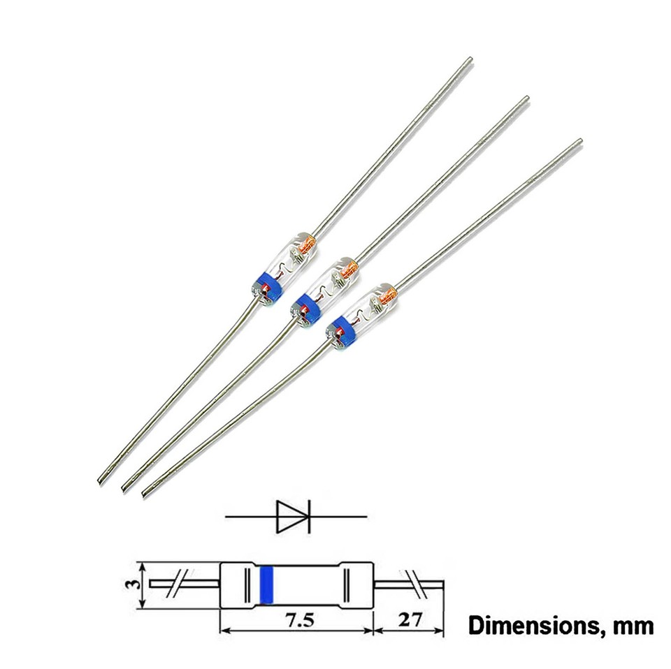 50x Germanium Diodes D9E alt 1N34A 50V 30mA - Fuzz Pedal / Crystal ...