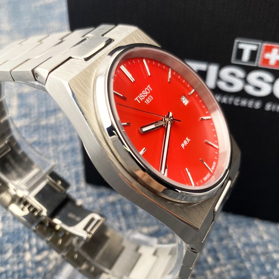 Tissot PRX T137.410.11.421.00 Red Dial Stainless steel Men's Watch | eBay