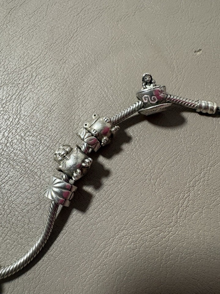 Pandora .925 Sterling Silver Bracelet with all Pandora Charms 8" Chain ...