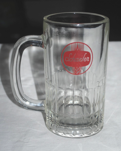 Schaefer Beer vintage glass stein / mug, ribbed design, 6", excellent ...