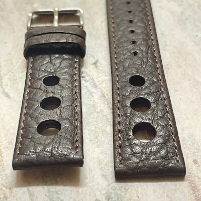 Thick great texture 22mm Real Leather racing watch band for vintage ...
