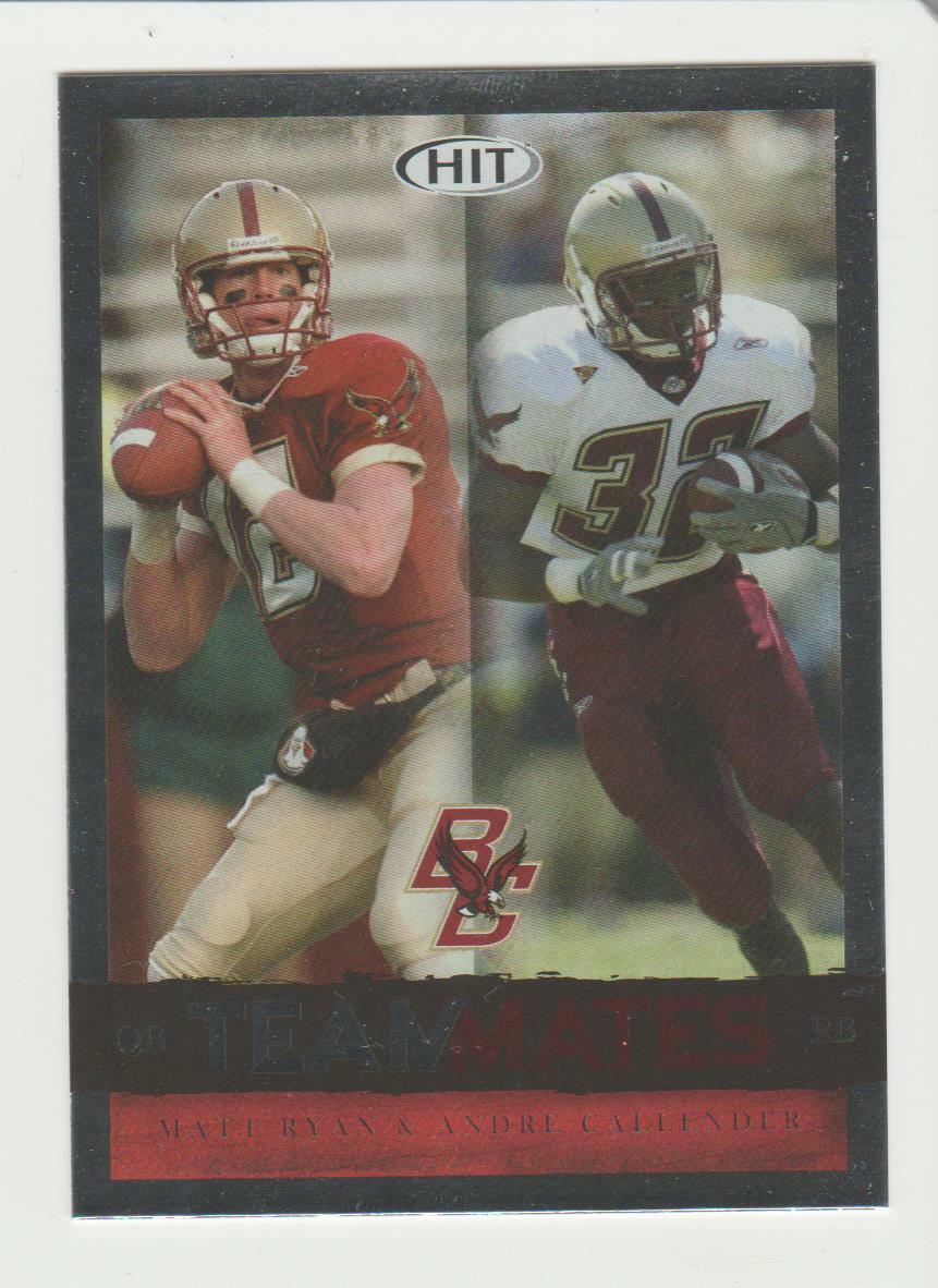 2008 SAGE HIT SILVER MATT RYAN ANDRE CALLENDER #52 BOSTON COLLEGE ...