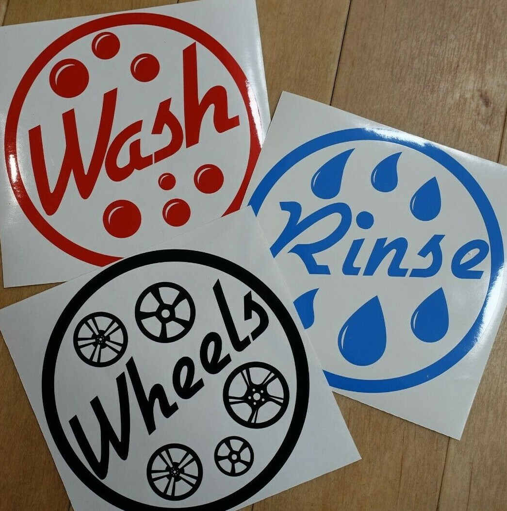 Large set of Wash, Rinse, Wheels Vinyl Bucket Stickers Car Detailing ...