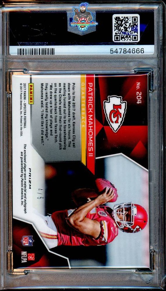 2017 Spectra Patrick Mahomes RPA Neon Orange #204 /5 PSA 9 | eBay