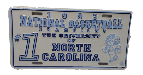 1993 North Carolina Booster Metal License Tag UNC Basketball NCAA ...