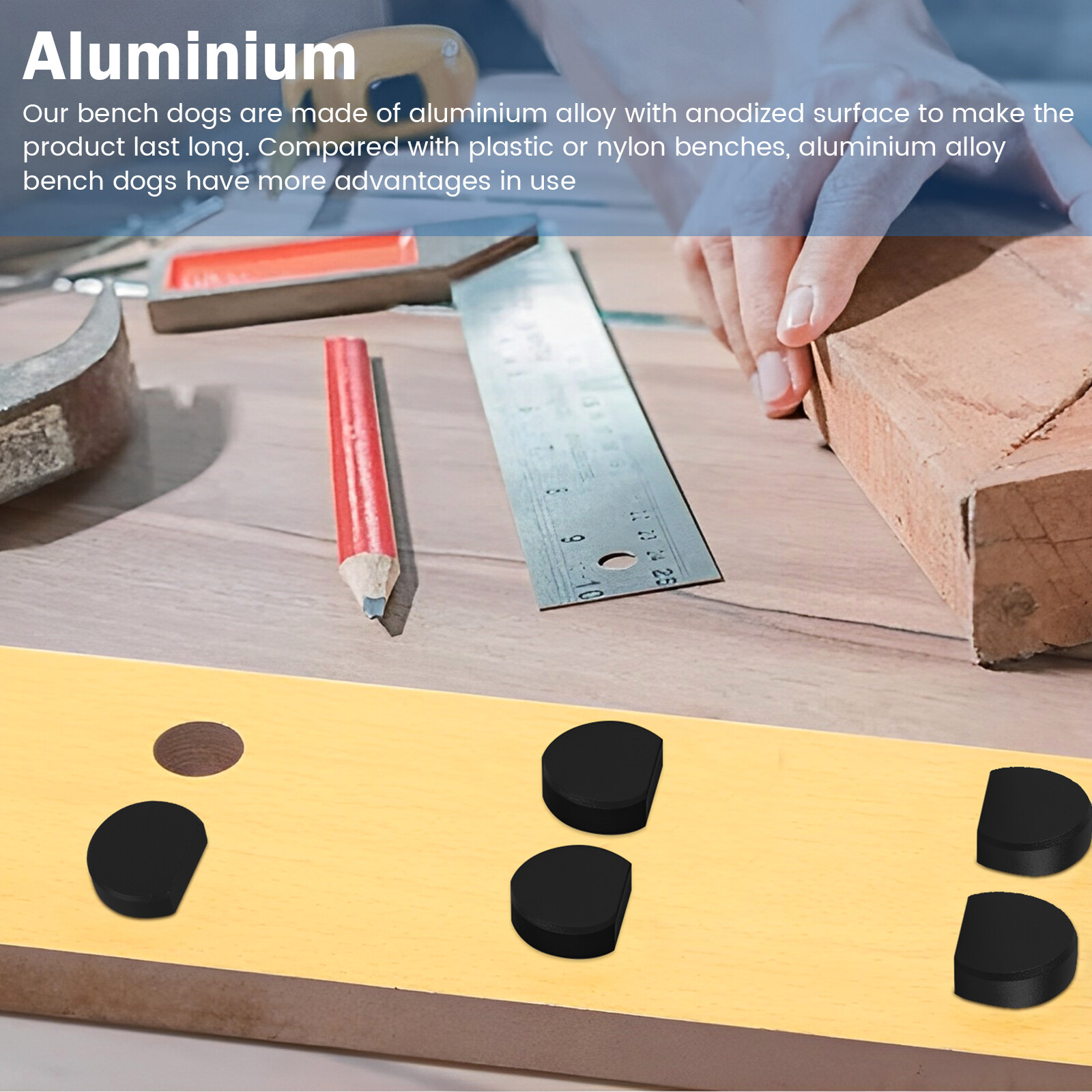 8Pcs Bench Clamp 19mm Aluminum Alloy Workbench Hole Stop Woodworking ...