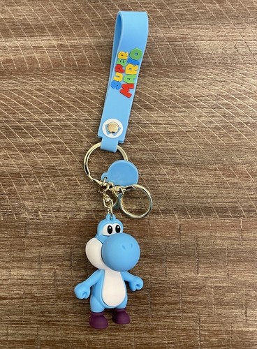 Yoshi 3D Rubber Keychain with Vibrant Blue Strap and Pendant - Super ...