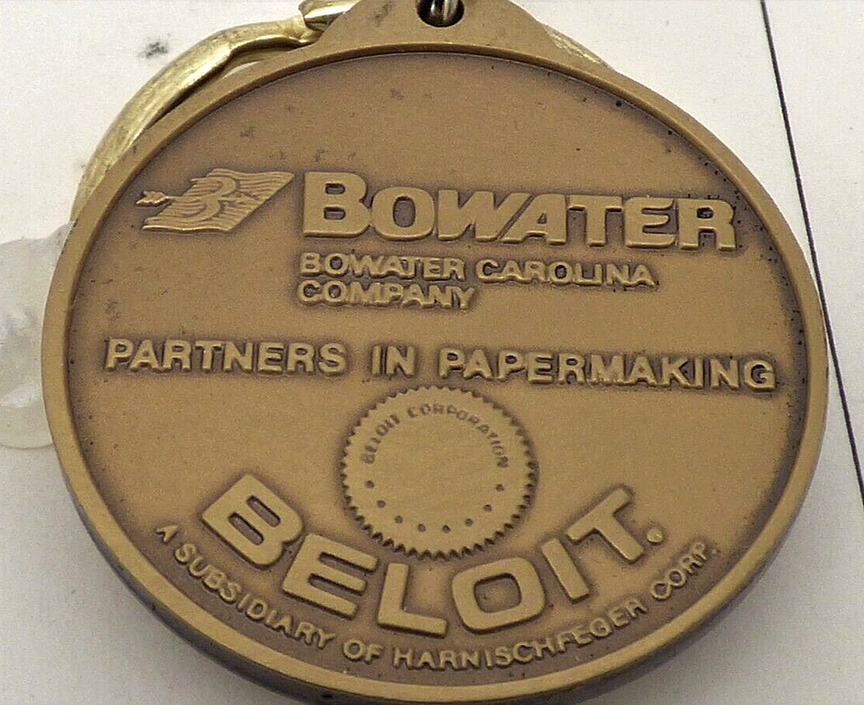 Bowater Catawba Company Bronze Key Ring Ms. Liberty Paper Machine 1986 ...