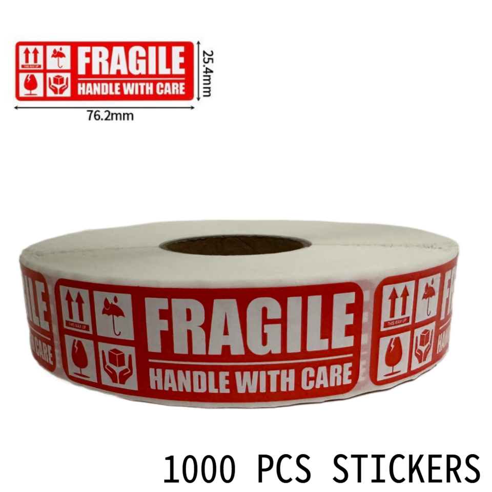 1000 Pics 1x3 inches Per Roll Handle with Care Fragile Reminder Label ...